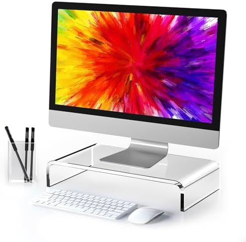 Amazon.com: GOLDORCLE Acrylic Monitor Stand Riser Clear Computer ...