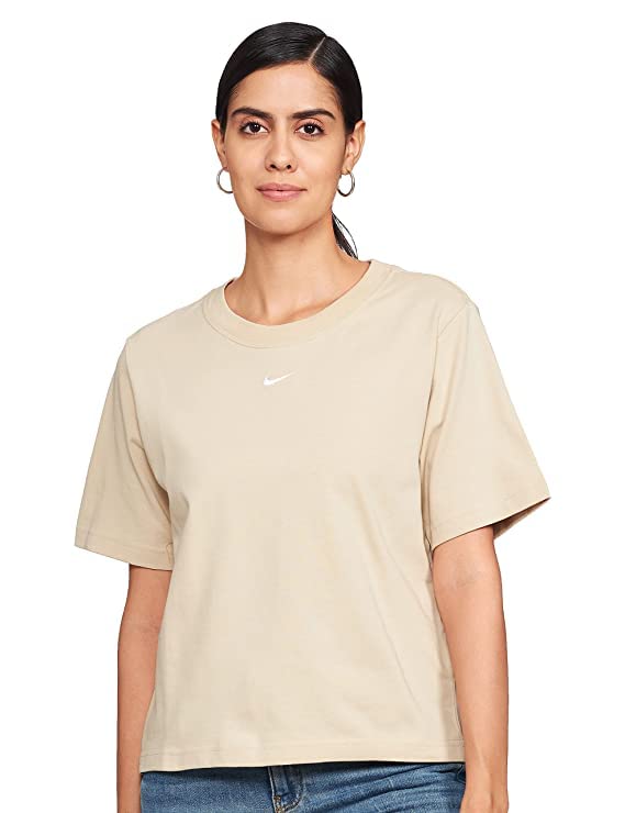Buy Nike Women's Regular Fit T-Shirt (DD1238-126_SANDDRIFT/White at ...