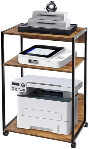 3-Tier Printer Stand, Mobile Printer Table with Adjustable Storage ...