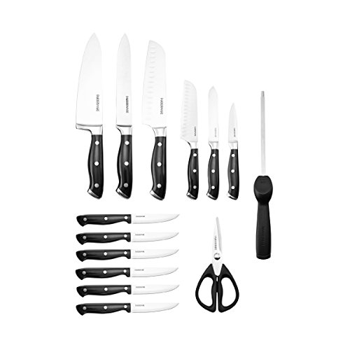 Farberware 15-Piece Forged Triple Riveted Knife Block Set, High Carbon ...
