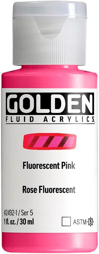 Amazon.com: GOLDEN Fluid Acrylics, Fluorescent Pink, 1 fl. oz. Bottle ...
