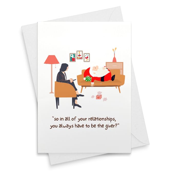 Amazon.com: Santa in Therapy; Funny Christmas Card; Card for Therapists ...