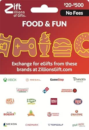 Amazon.com: Zift Zillions Food & Fun Dining Gift Card : Gift Cards