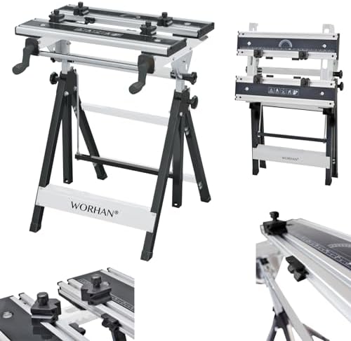 WORHAN Portable Adjustable Tilting Workbench Steel Work Bench and Vise ...