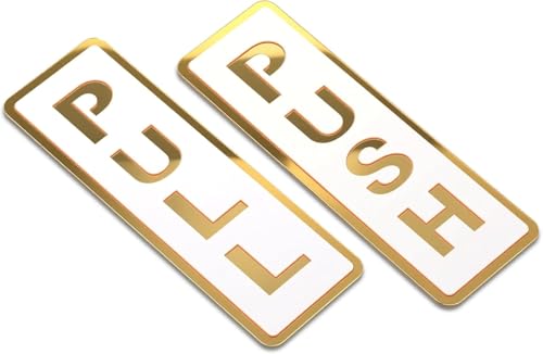 Elegant Push Pull Golden White Glass Door Signage - Acrylic Self ...