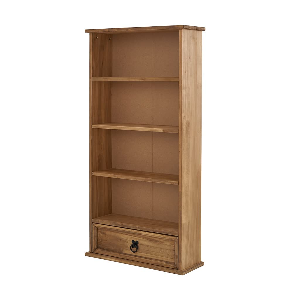 Buy Panana Solid Pine Wooden Bookcase 3/4/5 Tier Organiser DVD Rack ...