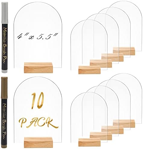 Amazon.com: Anglecai 10 +2 Pcs Clear Arch Acrylic Sign with Wood Stand ...