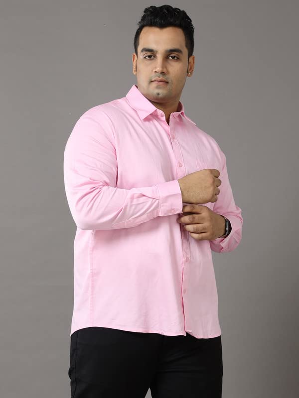 Buy GUNIAA Pink Solid Pure Cotton Shirt Men's Plus Size-10XL at Amazon.in