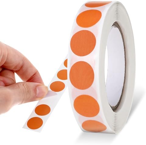 1000 Pcs Orange Stickers 0.5 Inch Waterproof Dot Stickers Orange Circle ...