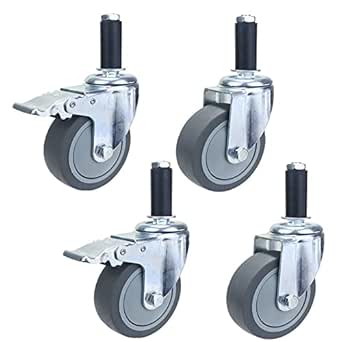 Set of 4, 7/8" Rubber Expanding Stem Caster Wheels, Expandable Stem Casters Replacement, Tubing ...