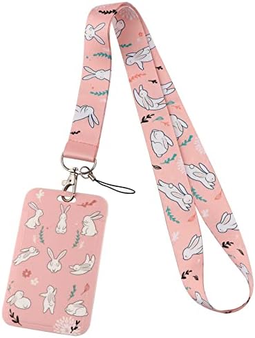 Pink Lanyard ID Card Holder Keys, Cute ID Lanyard Badge Card Holder ...