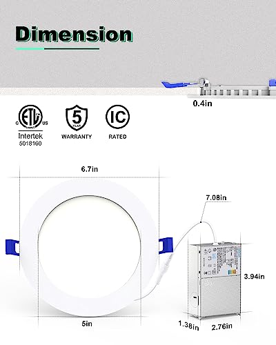 Snapklik.com : VOLISUN 24 Pack 6 Inch Recessed Lighting, 5CCT LED ...
