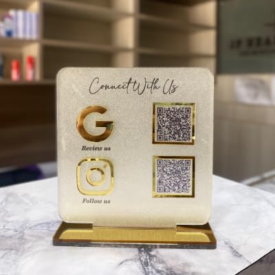 Bharat Tapp Gold Acrylic NFC QR Standee | Google Review & Social Media ...