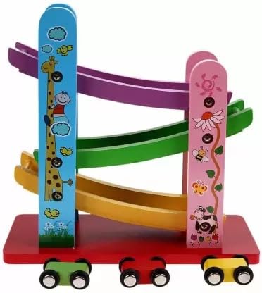 Buy AMAFLIP Wooden Car Ramps Race - 3 Level Toy Car Ramp Race Track ...