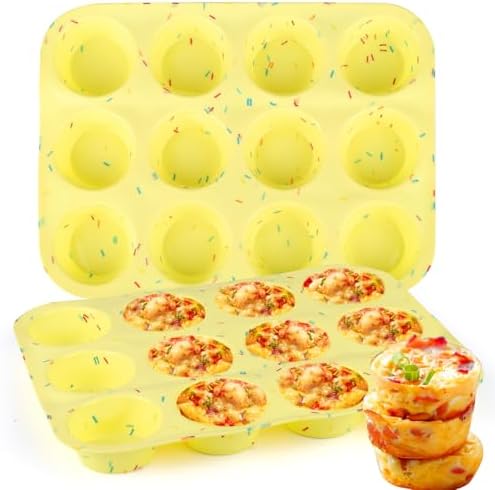 Amazon.com: homEdge 12-Cup Silicone Muffin Pan, Pack of 2 Non-Stick ...