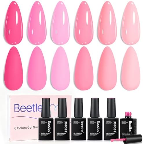 Amazon.com: Beetles Pink Gel Nail Polish Set - 6 Colors Bright Hot ...