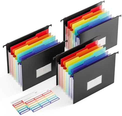 Amazon.com : 2-in-1 Expanding Hanging File Folders for Filing Cabinet ...