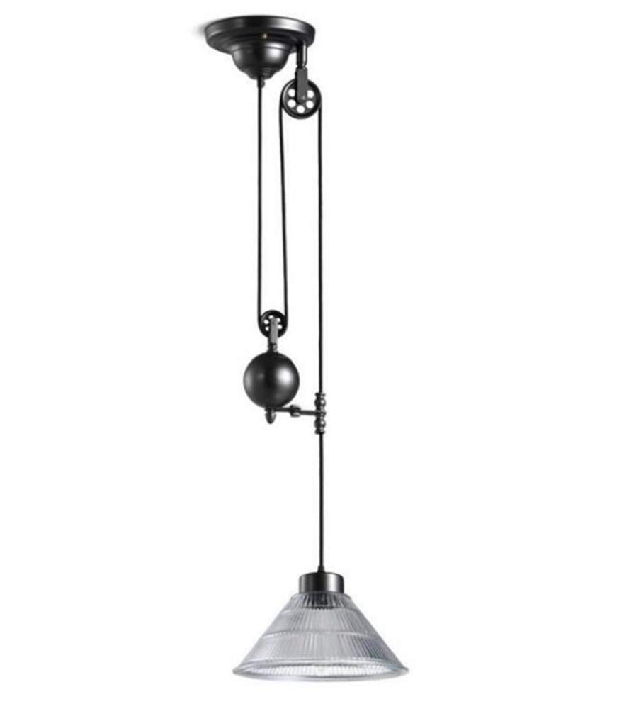 JKLcom Pulley Pendant 1 Light Industrial Farmhouse Pulley Pendant Light ...