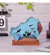 Drawelry Large Ocean Creative Epoxy Resin Wood Light Lamp, Deep Sea ...