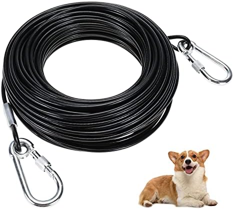 XMsound Dog Cable kit-Red 100 ft Heavy Weight Tie Out Cable with 10 Ft ...