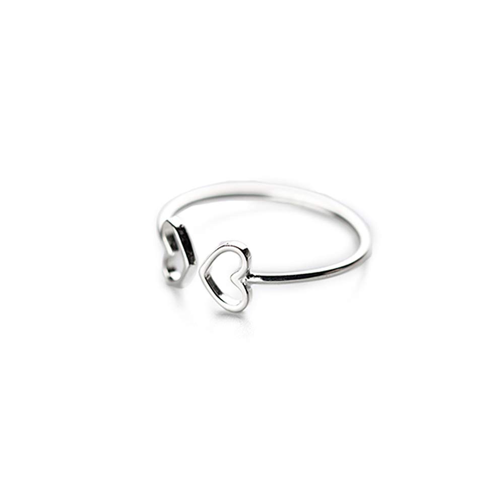 Amazon.com: NewZenro Double Heart Love Open Ring for Women S925 ...