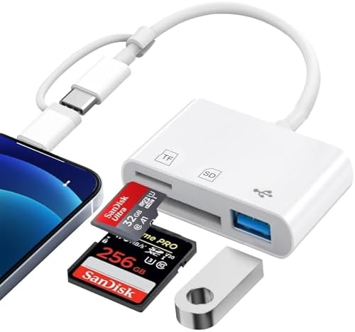 SD Card Reader for iPhone iPad, Lightning USB C SD Card Reader, 3 in 1 ...