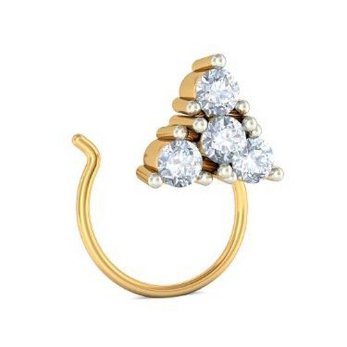 Buy BlueStone 14K Yellow Gold and Diamond Nose Pin at Amazon.in