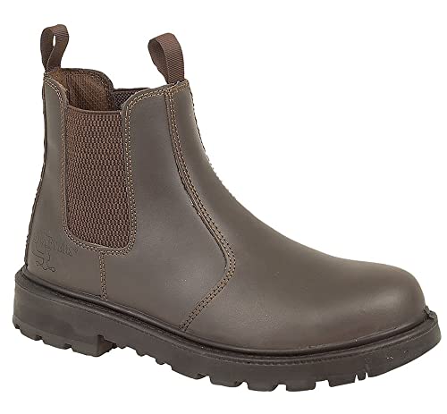 GRAFTERS Mens Lightweight Dealer Safety Boots BROWN 7-15
