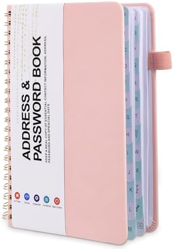 Password Book with Alphabetical Tabs, Spiral Address Book, Address and ...