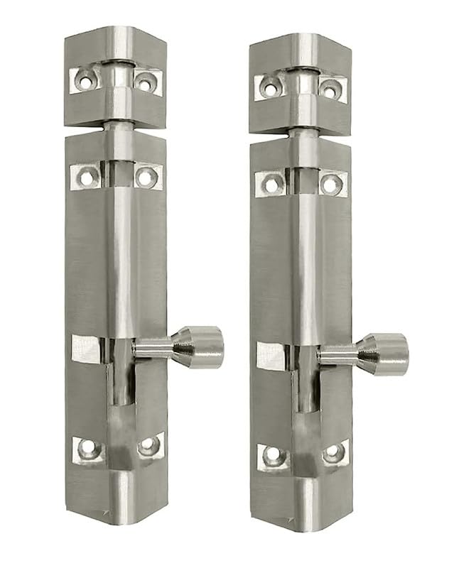 Megma Pack of 2 |4 inch Aluminium Pyramid Tower Bolt | SS Finish | Home ...