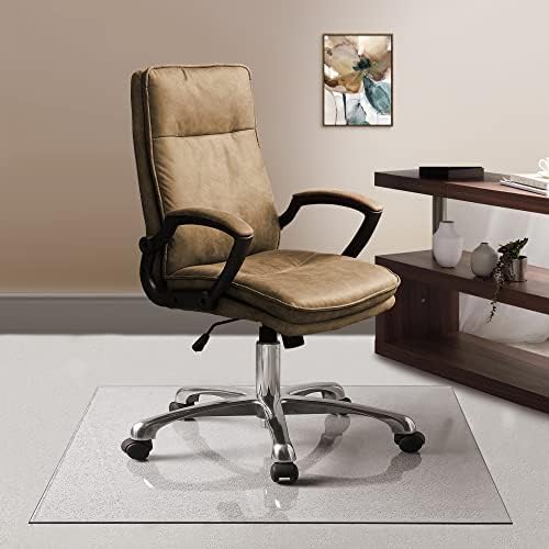 48"x48" Tempered Glass Chair Mat | 1/4" Thick Clear Glass Mat with ...