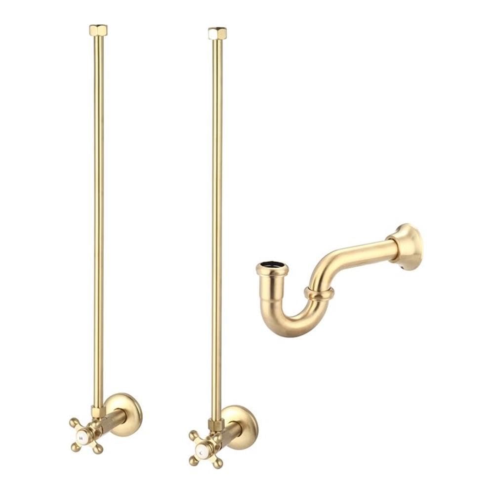Water Creation Modern Solid Brass P-Trap Water Supply Kit in Satin Gold ...
