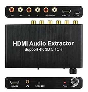 Microware HDMI Audio Extractor With Volume Adjustment 4K 3D DAC HDMI to ...