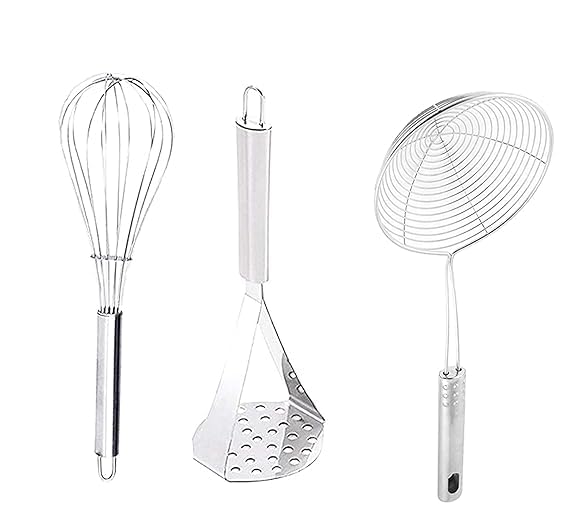 Buy Stainless Steel Masher, Whisk and Deep Fry Strainer/Skimmer Online ...