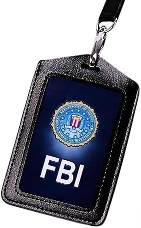 Amazon.co.jp: fbi id card holder leather with lanyard role play police ...