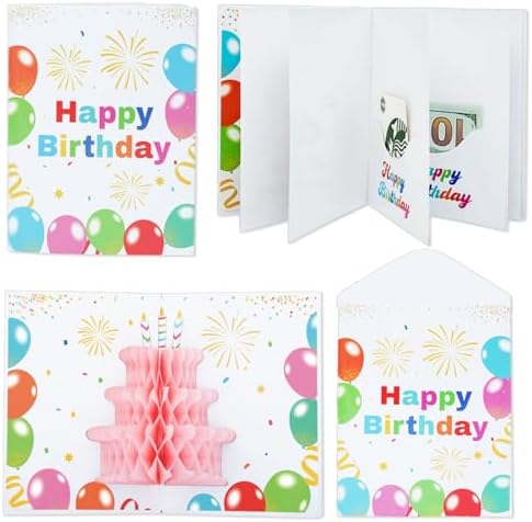 Amazon.com : 6 Slots 3D Happy Birthday Gift Card Booklet with Envelopes ...