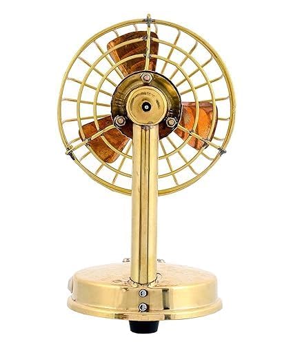 Buy Handcrafted Brass Vintage Miniature Table Fan Showpiece Memorabilia ...