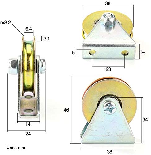 feedal 38mm U Groove Wheel Heavy Duty Rigid Steel Caster Wheel Barn ...