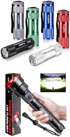 WdtPro 6 Pack Mini Flashlights and Rechargeable Flashlights 500,000 ...