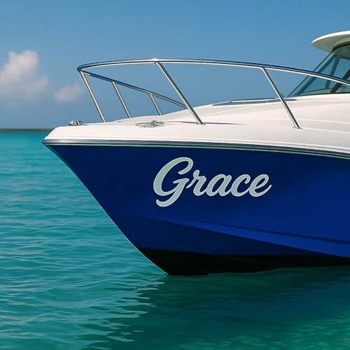 Amazon.com - Boat Name Decals Custom – Waterproof Vinyl Boat Lettering ...