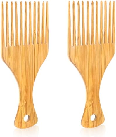 Amazon.com : 2PCS Bamboo Anti-Static Hair Picks for Men and Women ...