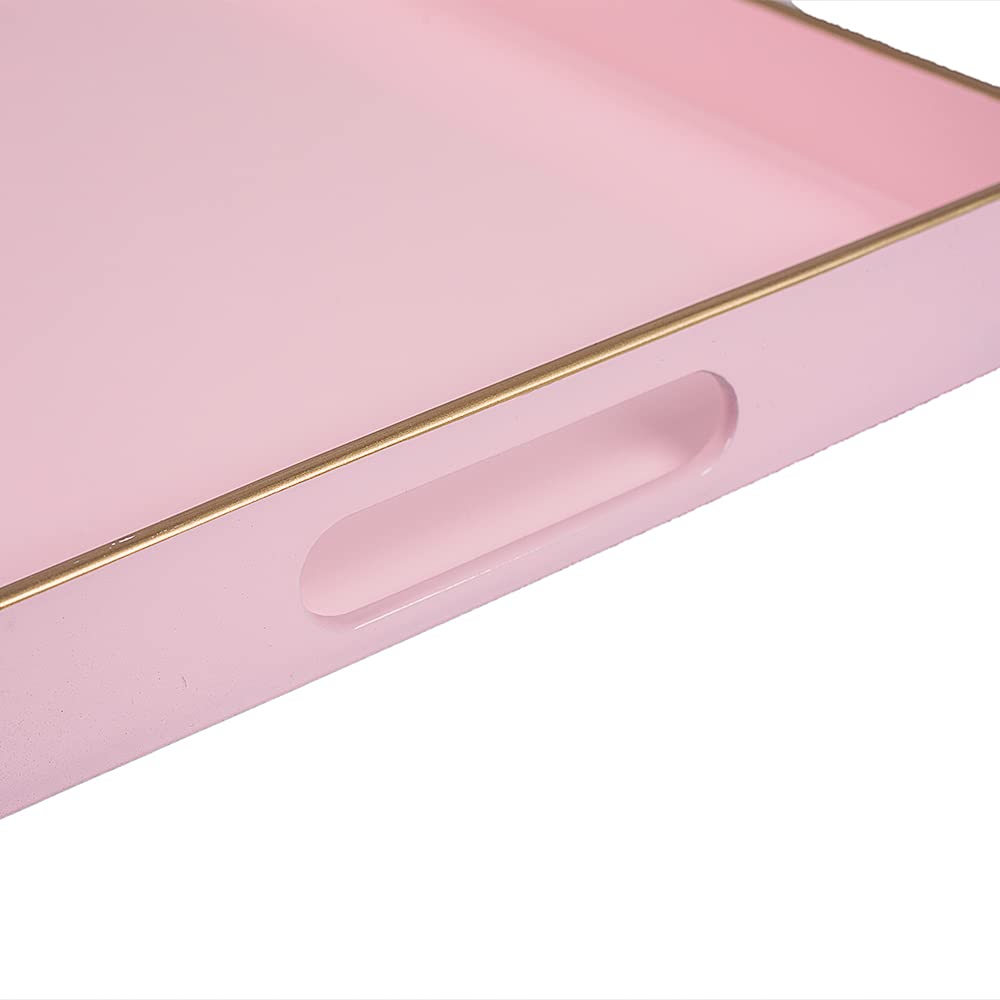 MAONAME Pink Serving Tray with Handles, Modern Decorative Tray for ...