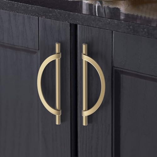 Peaha 4 Pack Half Moon Matte Gold Cabinet Pulls Brushed Brass Drawer ...