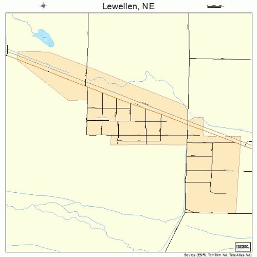 Large Street & Road Map of Lewellen, Nebraska NE - Printed poster size ...