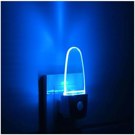Blue LED Night Light, Plug in, Dusk to Dawn Smart Sensor, Small Round ...