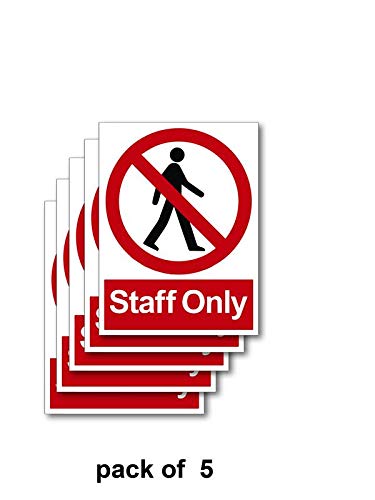 Buy 999Store Staff only Sticker Sign Board Blue (Pack of 5 Qty) 20X15 ...