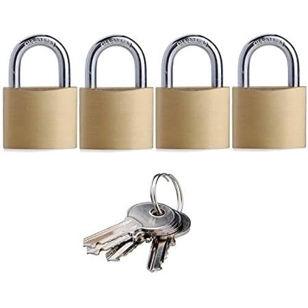 Master Lock Padlock, Solid Brass Lock, 3/4 in. Wide, 120Q (Pack of 4 ...