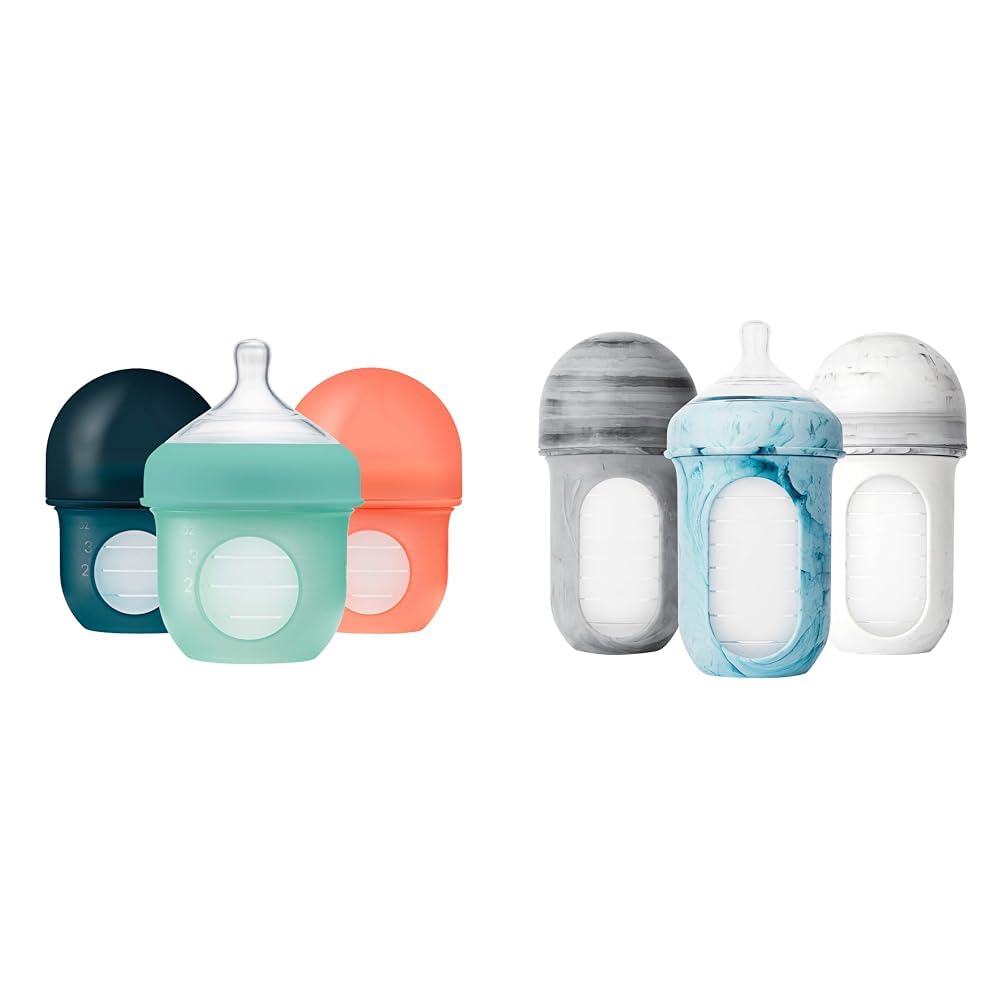 Amazon.com : Boon Nursh Reusable Silicone Baby Bottles with Collapsible ...