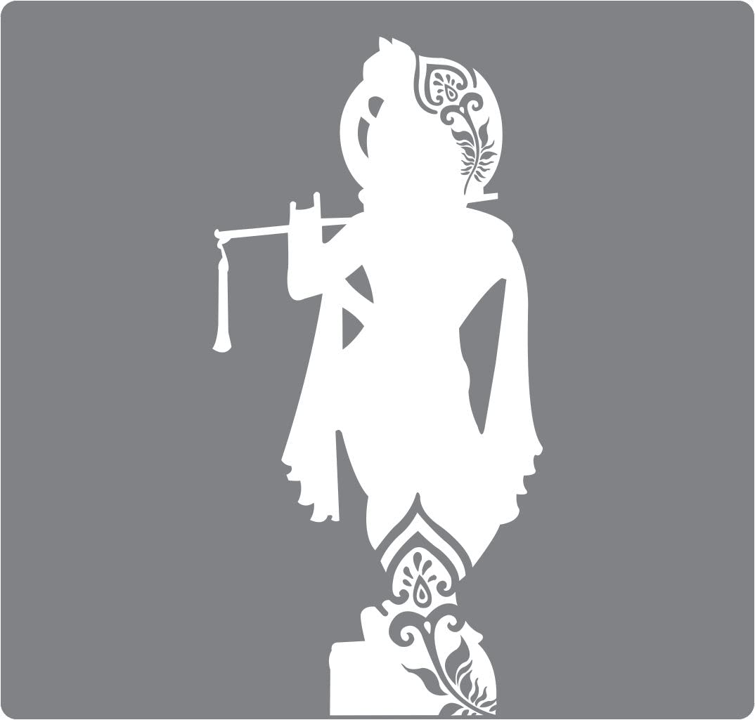 Buy Wall Guru Lord Krishna White Wall Decal and Sticker Vinyl Wall ...