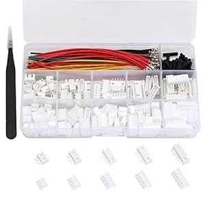 INJORA JST 2.54mm XH Connector Kit, 2/3/4/5/6/7 Pin Housing Connector Socket Kit with Pre ...